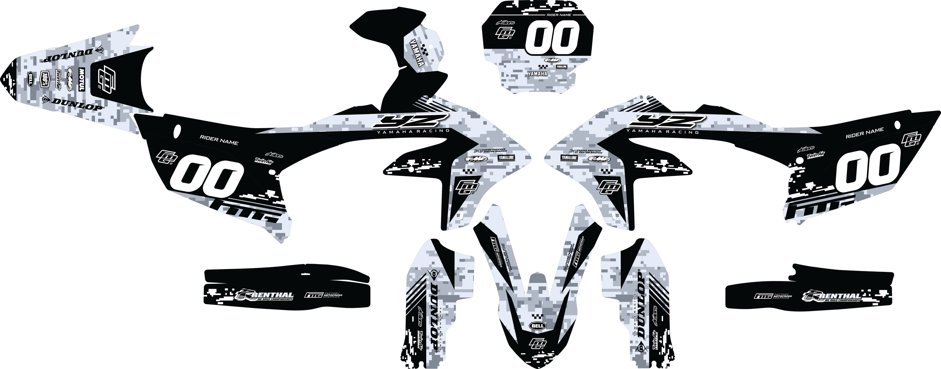 Yamaha Motocross MX Graphics Kit for YZF, WRF250, 450, YZ 125 ...