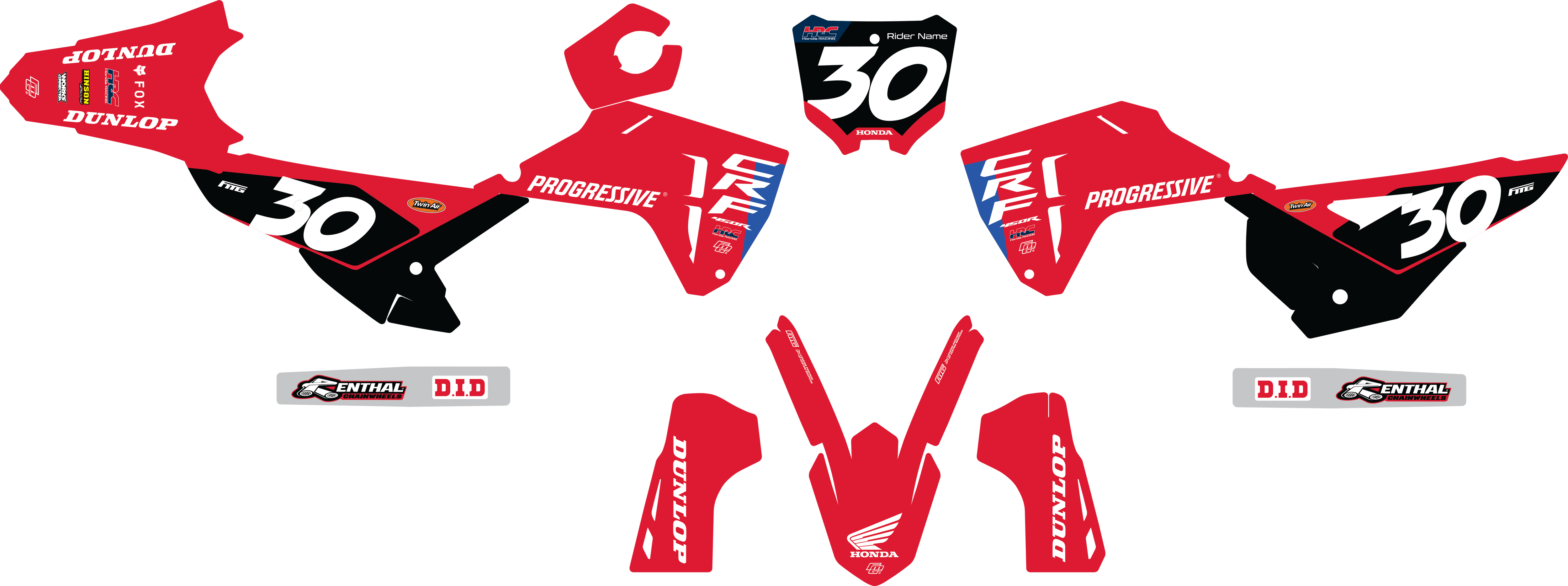 Progressive Honda Chrome CRF/CR Graphics Kit - factorymotocrossgraphics