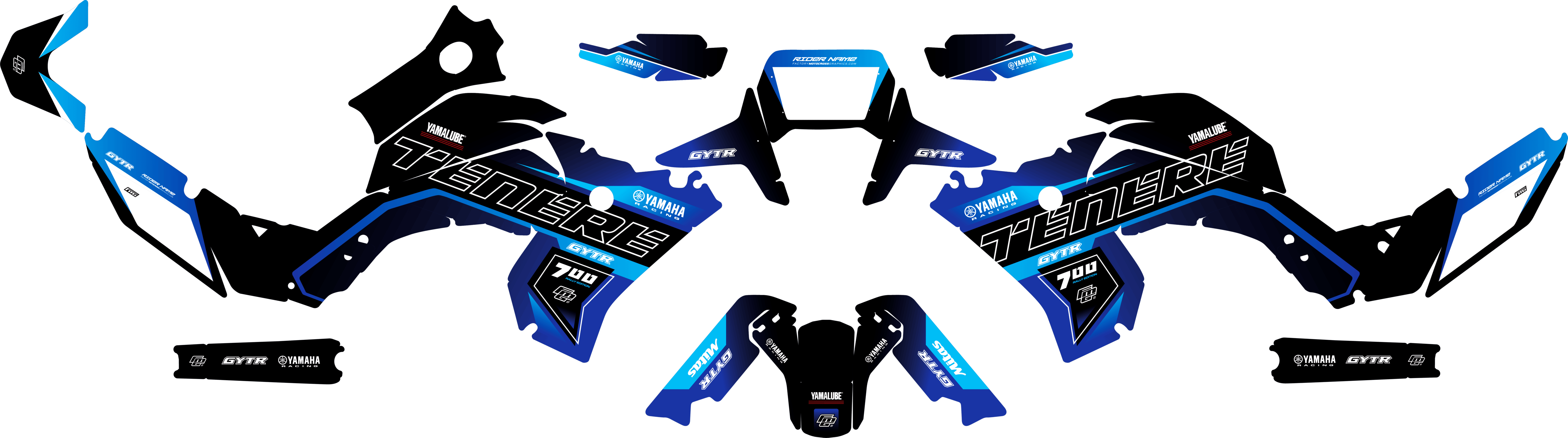 Yamaha Black & Blue Rally Graphics Tenere 700 Graphics Kit ...