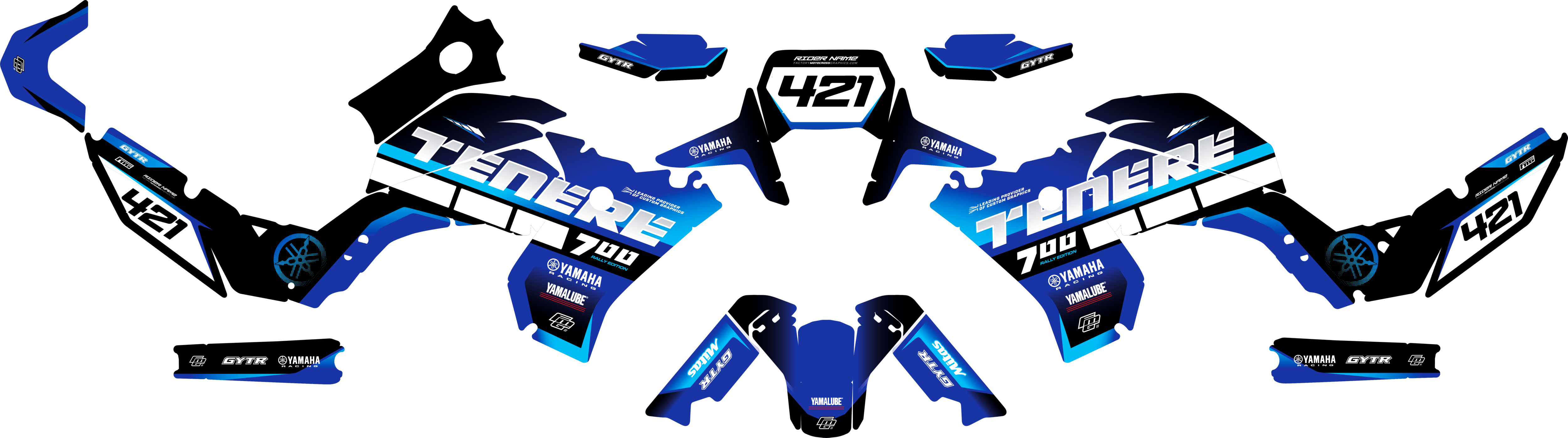 Yamaha Tenere Blue Spectrum Graphics Kit - factorymotocrossgraphics