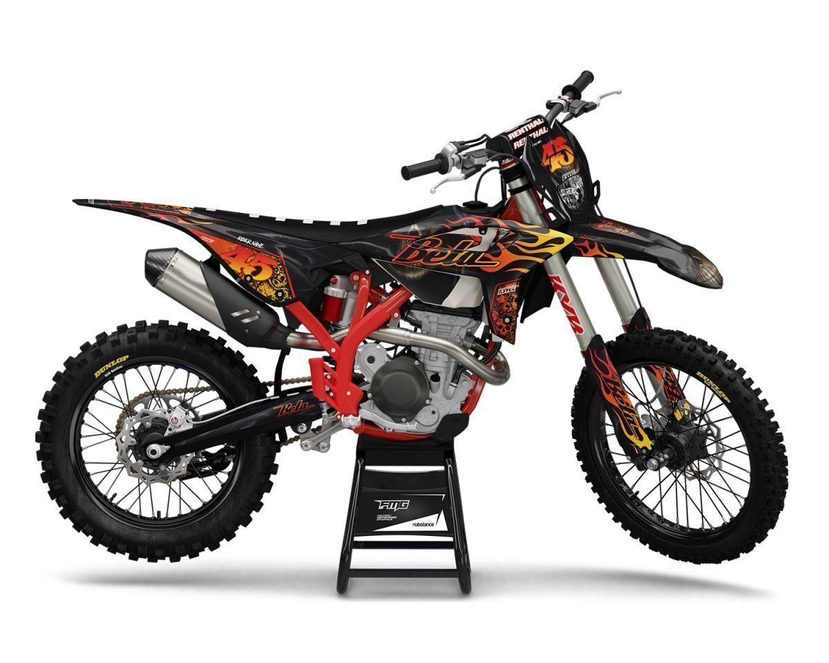 Beta Custom Enduro Skull Harley Davidson Flame Graphics Kit UK ...