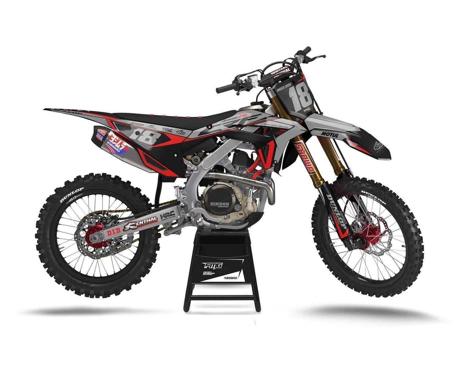 Grey CRF 450 2025 Honda Graphics Kit - factorymotocrossgraphics