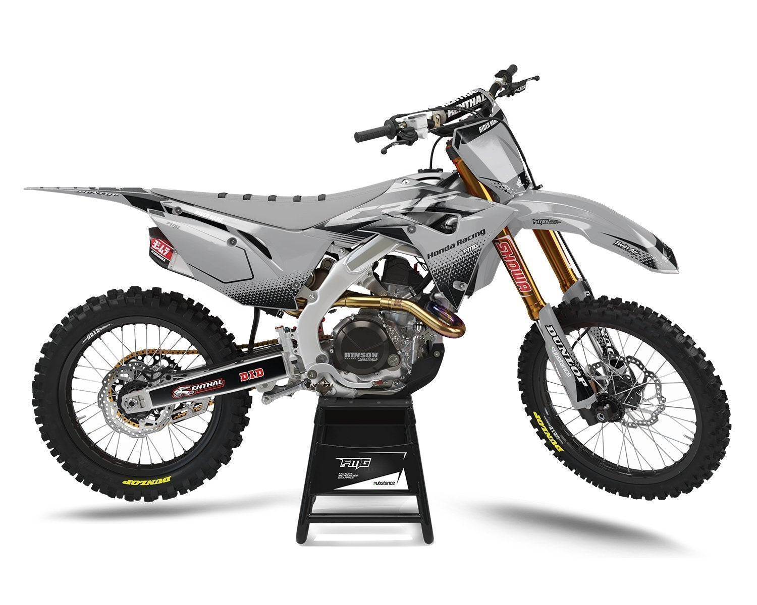 Grey Honda Graphics Kit - Honda CRF Decals UK - factorymotocrossgraphics