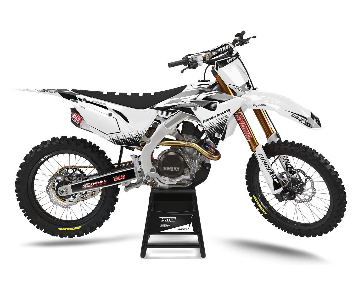 Honda Motocross White Graphics Kit - Factory Motocross Graphics ...