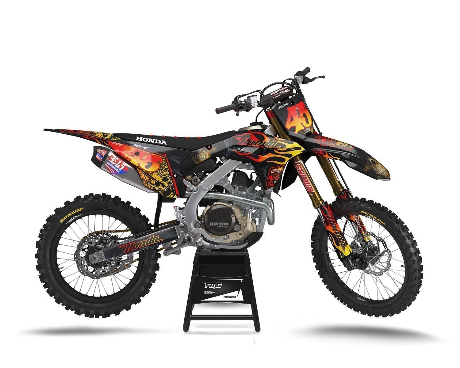 Honda Motocross Skull Harley Davidson Flame Graphics ...