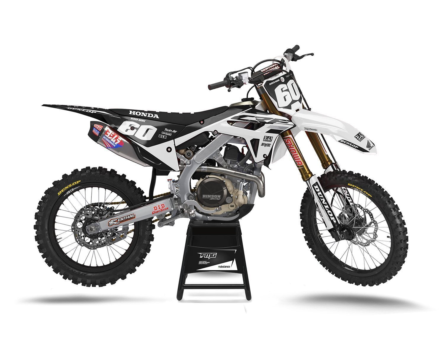 Custom Honda CRF250 CRF450 White Graphics Plastics Fitting UK Made factorymotocrossgraphics