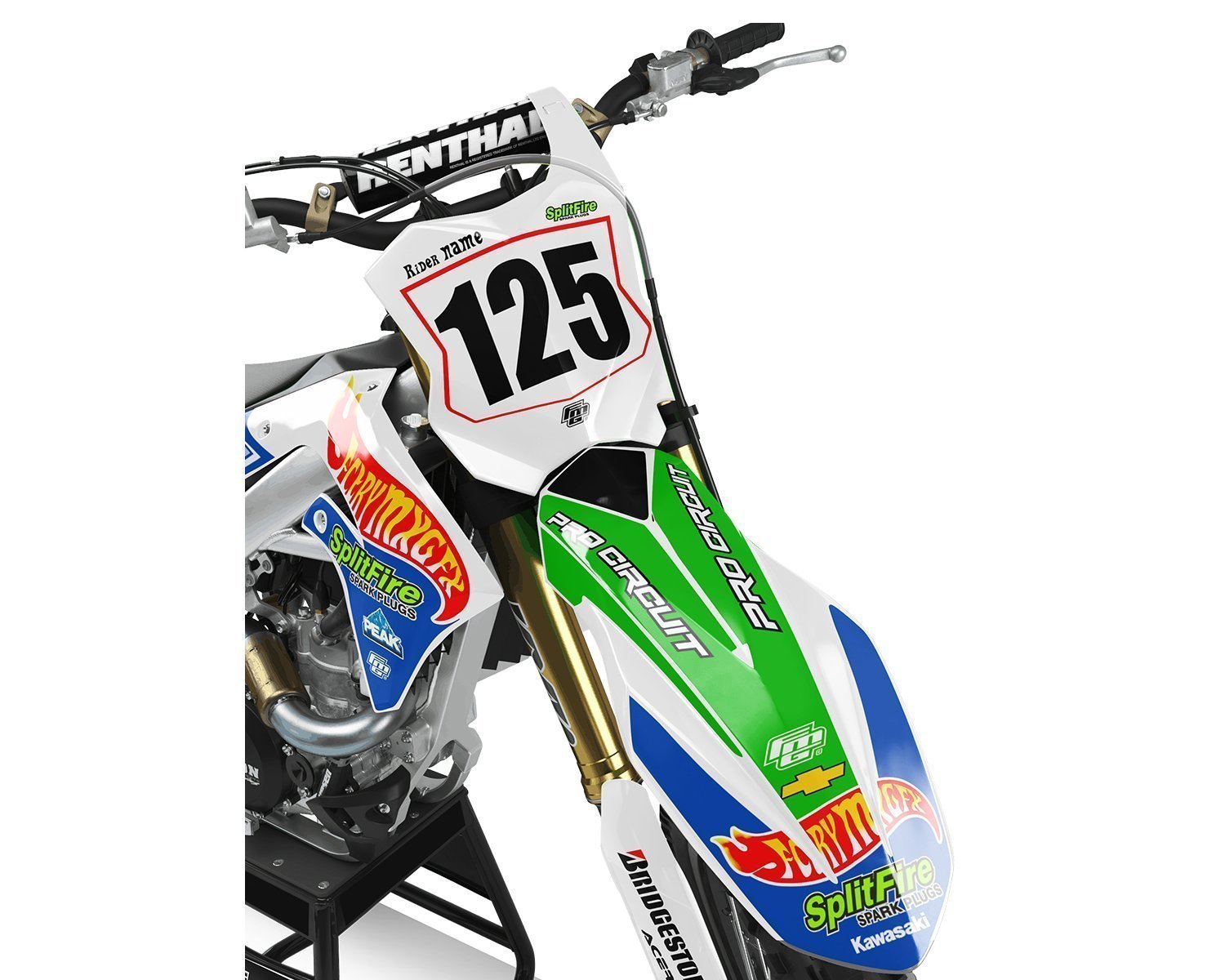 Retro White Hot Wheels SplitFire Motocross Graphics Kit KX125 KX250 ...