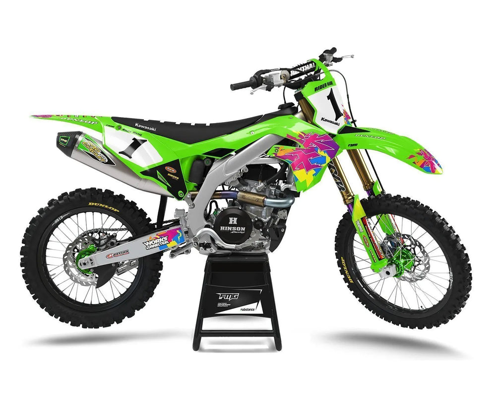 Retro Graffiti Custom Kawasaki Motocross Graphics Kit - KX KXF ...