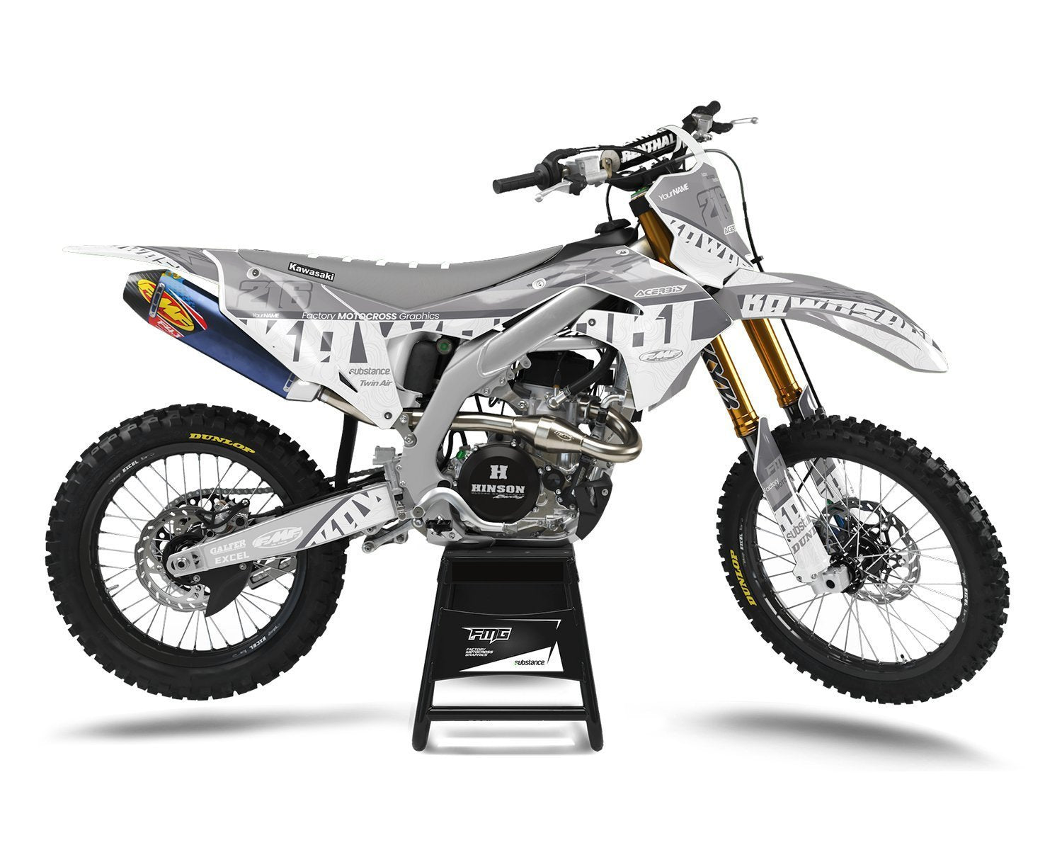 Custom White Kawasaki KXF Motocross Graphics - KX250F KX450F ...