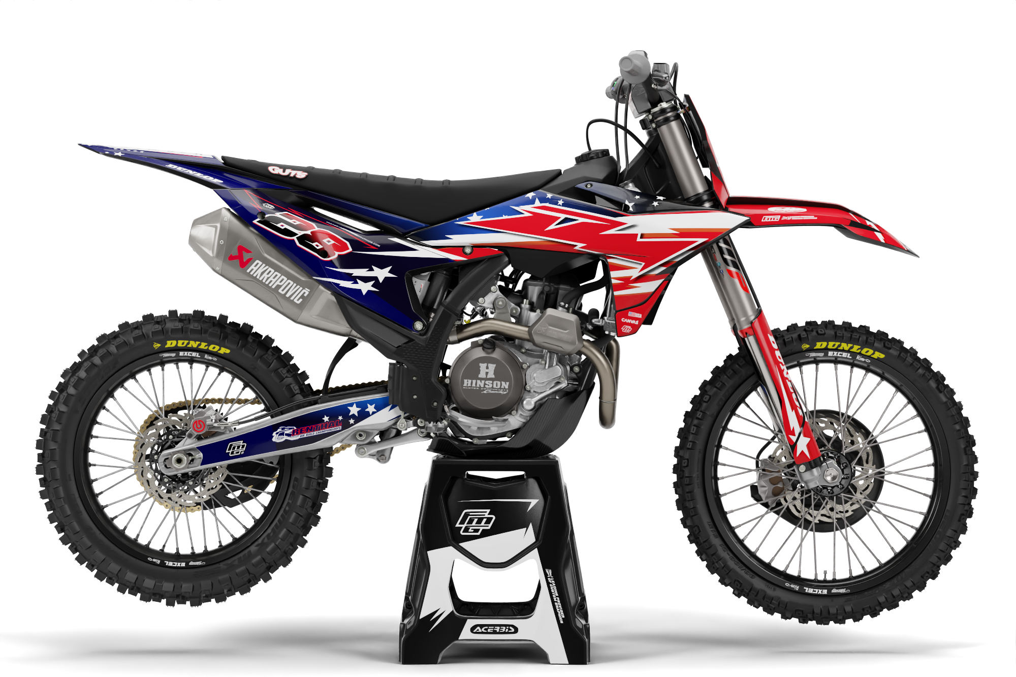 Fits Ktm SX / SXF USA Flag Red Graphics Kit - factorymotocrossgraphics